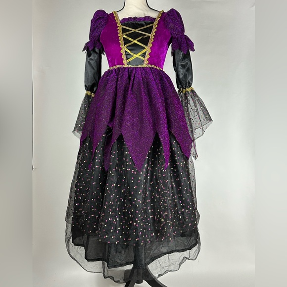 Costumes | Girls Fancy Witch Costume Black Purple Gold Size 112y | Poshmark